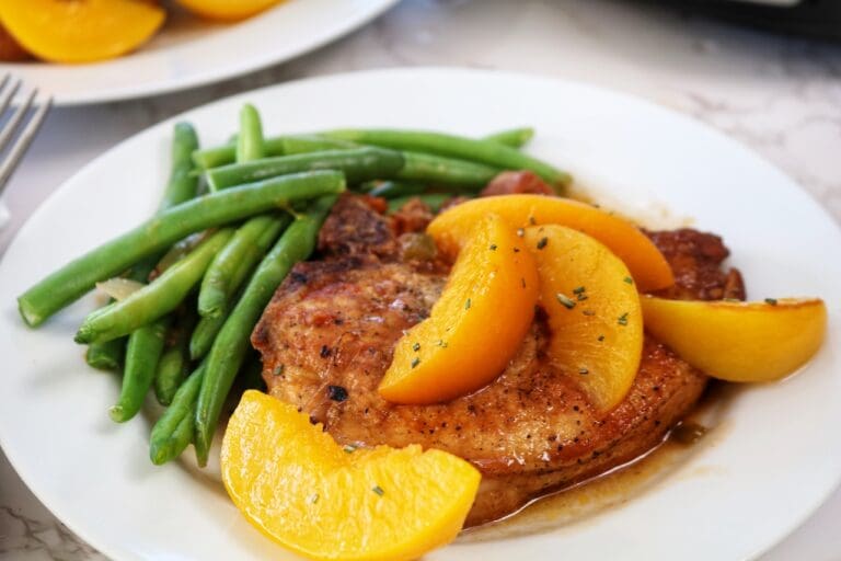 Peach Pork Chops - Easy 5 Ingredient Crockpot Pork Chops
